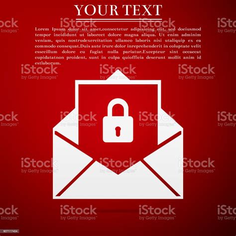 보안 메일 아이콘은 빨간 배경에 고립입니다 우편 봉투와 자물쇠 잠겨 있습니다 평면 디자인입니다 벡터 일러스트 레이 션 개념에 대한 스톡 벡터 아트 및 기타 이미지 Istock