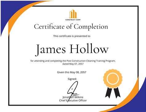 Free Cleaning Construction Certificate Template To Edit Online