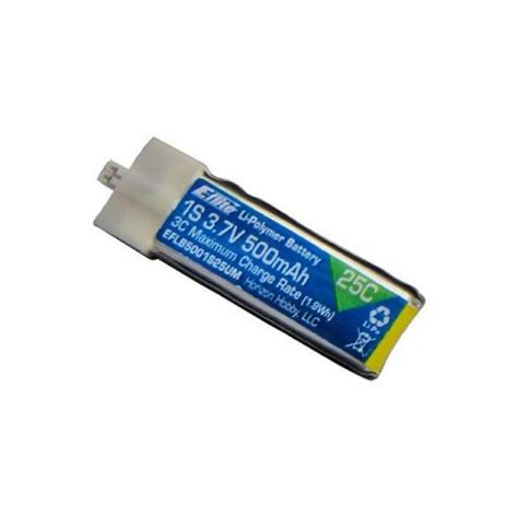 E Flite 500mah 1s 37v 25c Lipo Battery High Current Umx Connector