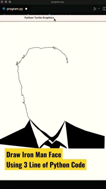 Draw Iron Man Face Using 3 Line Of Python Code Shorts Coding Programming Youtube