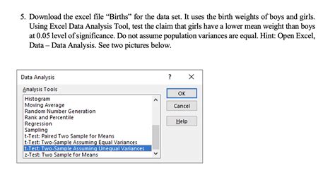 Solved Download The Excel File Births For The Data Set Chegg Com