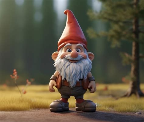 Premium AI Image A Gnome With A Red Hat And A Backpack