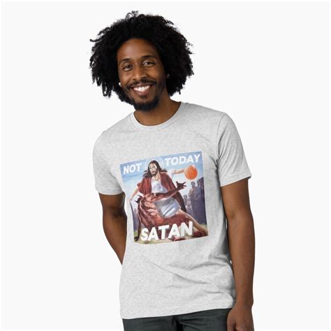Not Today Satan Meme Funny Jesus Meme Design Sticker By Trndii