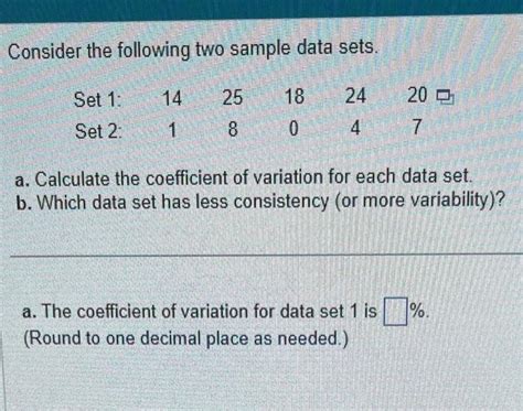 Solved Consider The Following Two Sample Data Sets A