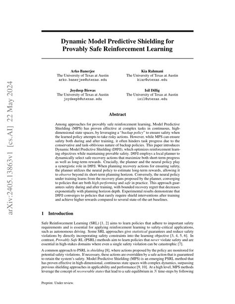 Pdf Dynamic Model Predictive Shielding For Provably Safe