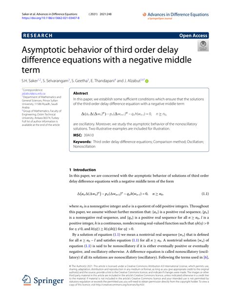 Pdf Asymptotic Behavior Of Third Order Delay Difference Equations