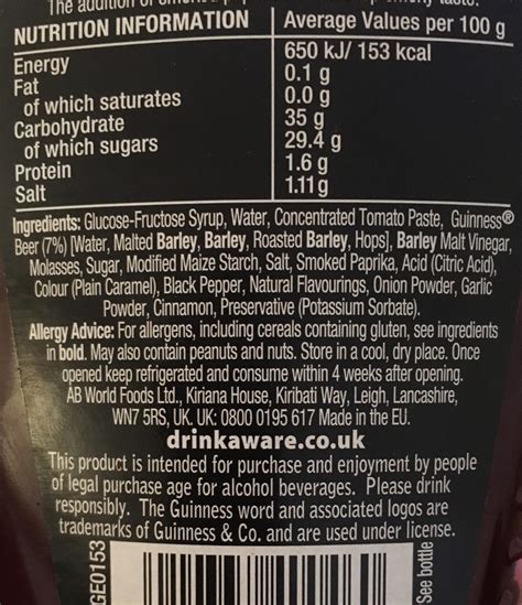 Guinness Rich And Smoky Barbecue Sauce With Guinness Beer 330g