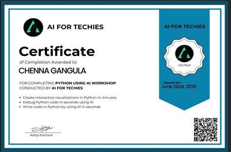 Python Ai Machinelearning Datascience Continuouslearning Aifortechies Certified Chenna