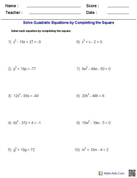 Solving Equations By Completing The Square Answers Tessshebaylo