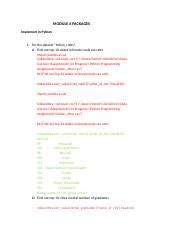 Assignment Module 6 Docx MODULE 6 PACKAGES Implement In Python 1 For The Dataset Indian