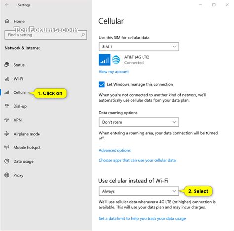 Change When To Use Cellular Instead Of Wi Fi Network In Windows Tutorials