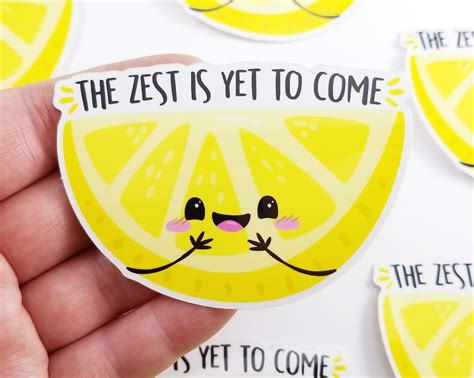 Lemon Vinyl Sticker Cute Lemon Zest Decal Laptop Lemon Etsy