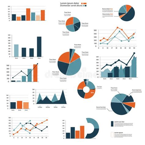 A Collection Of Various Graphs And Charts With A Consistent Color