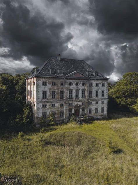 Eerie Abandoned House In A Field