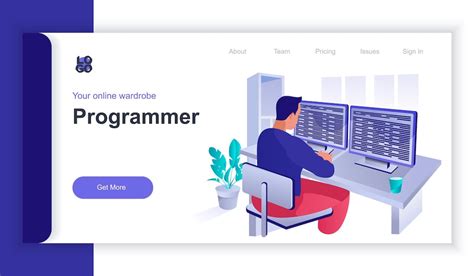Premium Vector Programmer Concept D Isometric Web Banner With People
