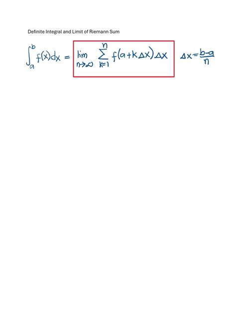 Definiteintegralandlimitofriemannsummax Pdf