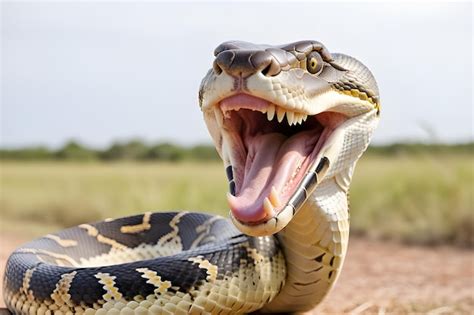 Premium Photo Cartoon Python Looks At The Camera With A White Smile