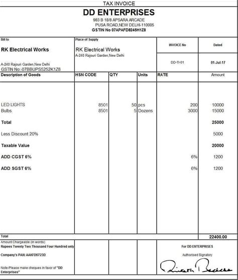 Gst Invoice Format Pdf Cards Design Templates