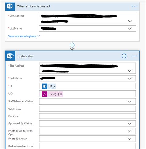 sharepoint online flow to create a uid and email this uid to a staff