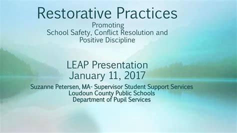 Restorative Practices Promoting School Safety Conflict Resolution And