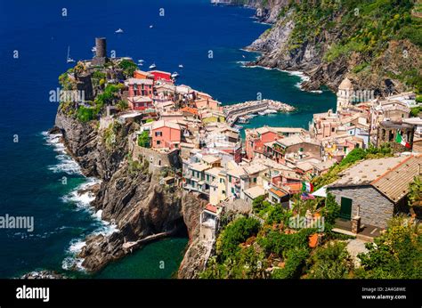 The Town Of Vernazza From The Sentiero Azzurro Blue Trail Cinque