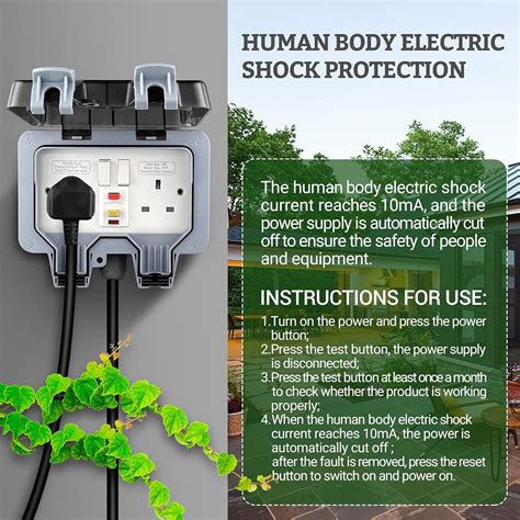 2 Gang Rcd Outdoor Socket Waterproof With Covers 10ft 3m Waterproof
