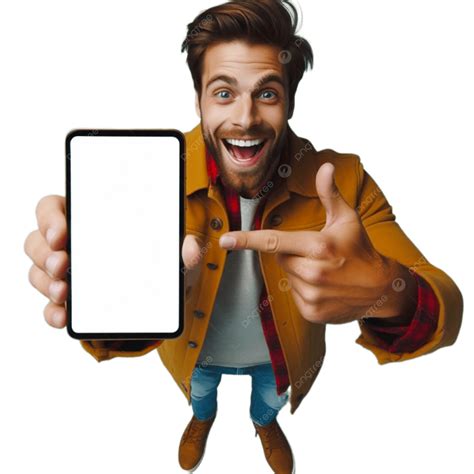 Excited Man Showing Mobile Screen For Advertisement Mobile Ads