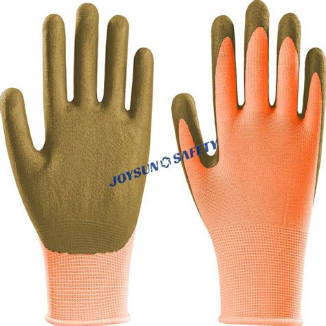 Np012 Brown And Pink 13 Gauge Polyester Work Gloves Joysunsafety