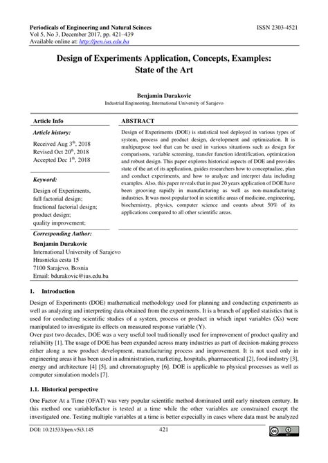 pdf design of experiments application concepts examples state of