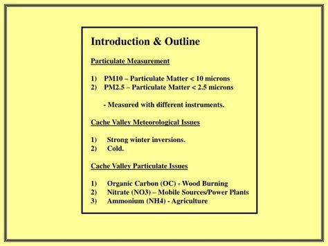 PPT Introduction Outline Particulate Measurement PM Particulate Matter