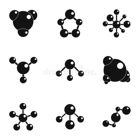 Molecular Structure Icons Set Simple Style Stock Vector Illustration