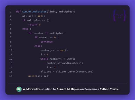 A Mariaules Solution For Sum Of Multiples In Python On Exercism