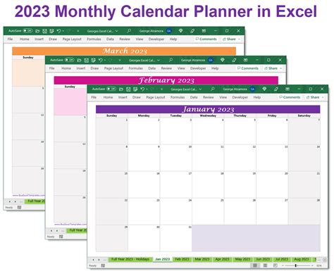 Monthly Calendar Excel Template