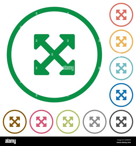 Resize Full Alt Flat Color Icons In Round Outlines Stock Vector Image And Art Alamy