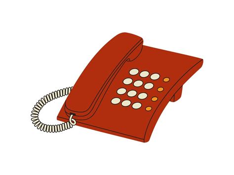 Premium Vector Red Retro Wired Phone With Buttons Communication