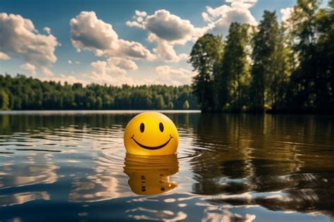 Premium Photo Tranquil Smiling Face With Lake Background Generate Ai