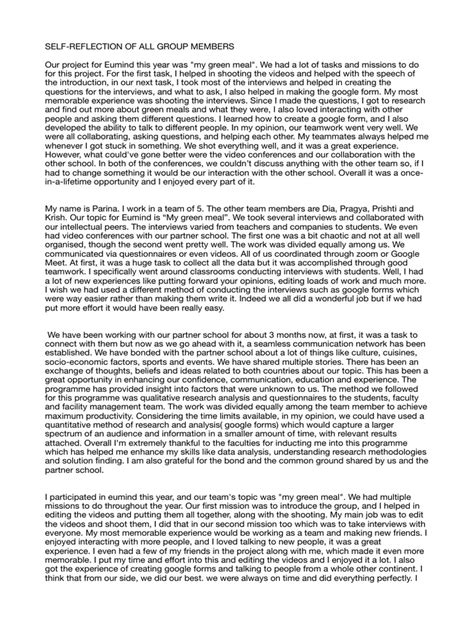 Self Reflection Pdf Behavior Modification Psychological Concepts
