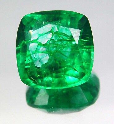 Gie Certified 9 20 Ct Natural Zambian Emerald Green Cushion Cut Loose
