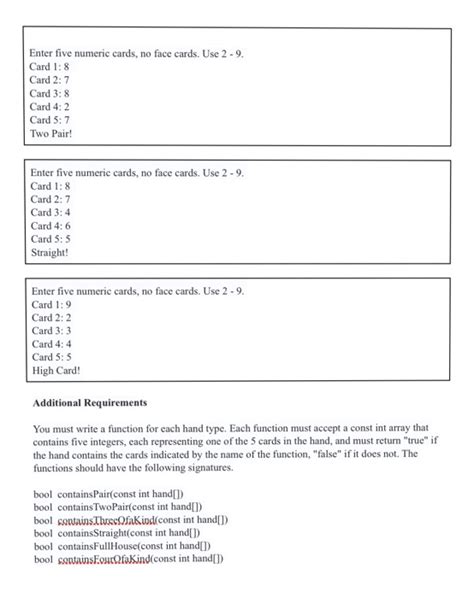 Solved Write A Program That Reads Five Cards From The User