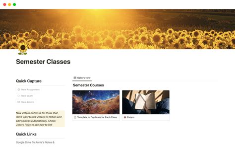 Semester Classes Template Notion Marketplace