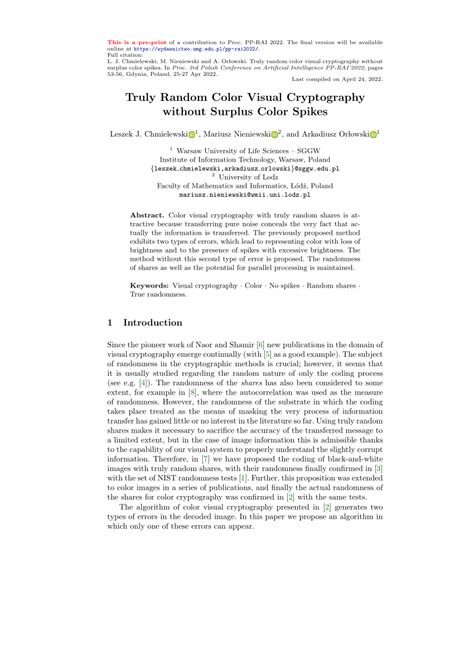 Pdf Truly Random Color Visual Cryptography Without Surplus Color Spikes