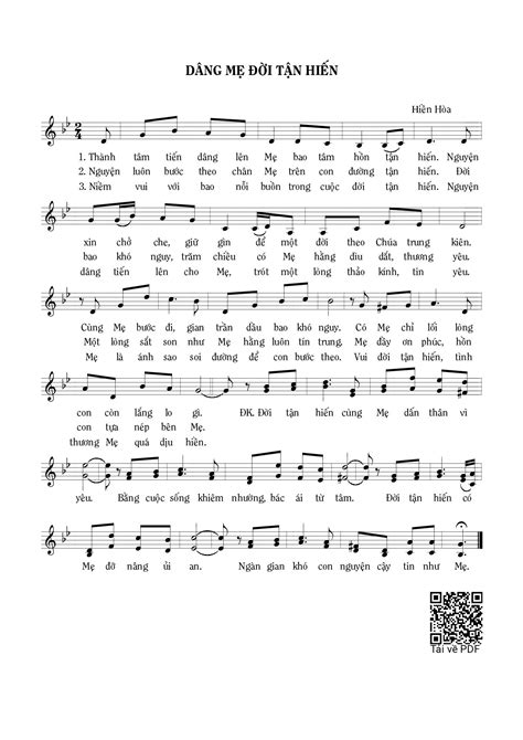 [sheet] Dâng Mẹ đời Tận Hiến Pdf Lời And Hợp âm Nốt Nhạc