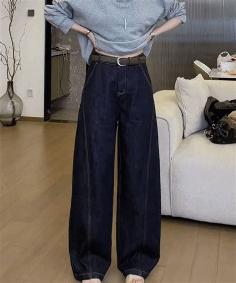 리즈미 절개라인 스트레이트 청바지