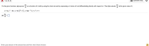 solved for the given functions a express dw dt as a