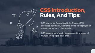Css Basic Introduction Rules And Tips Ppt