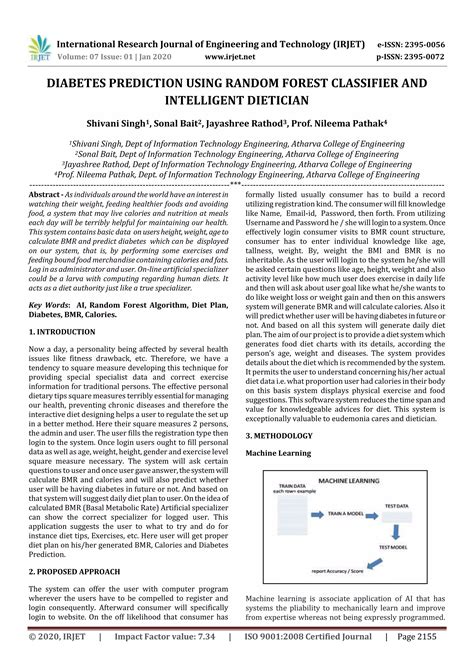 irjet diabetes prediction using random forest classifier and