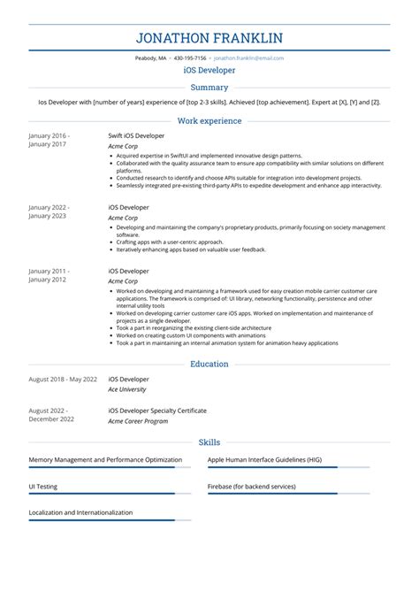 3 Ios Developer Resume Examples And Templates