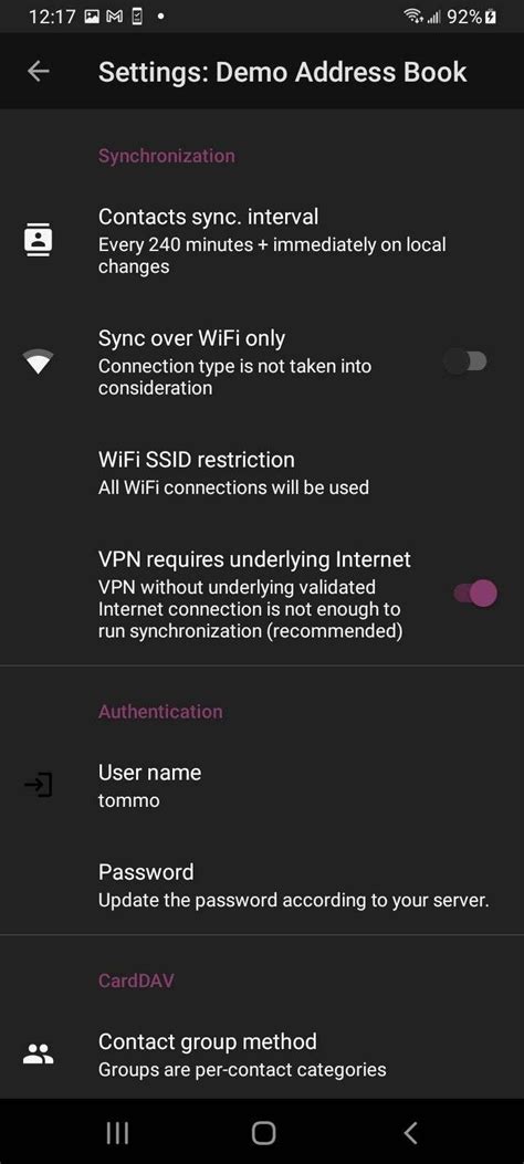 How To Setup Peoplesync App To Sync Contactzilla Using Carddav On Android