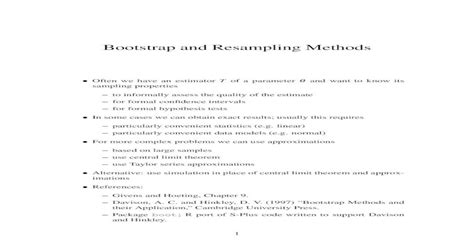 Bootstrap And Resampling Methodslukeclassesstat7400bootstrap And