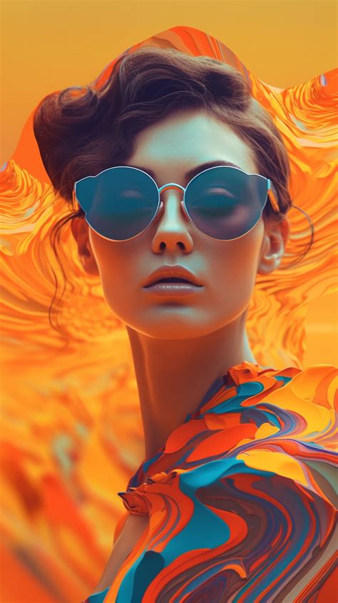 A Woman Wearing Sunglasses And An Orange Background Is Featured In This